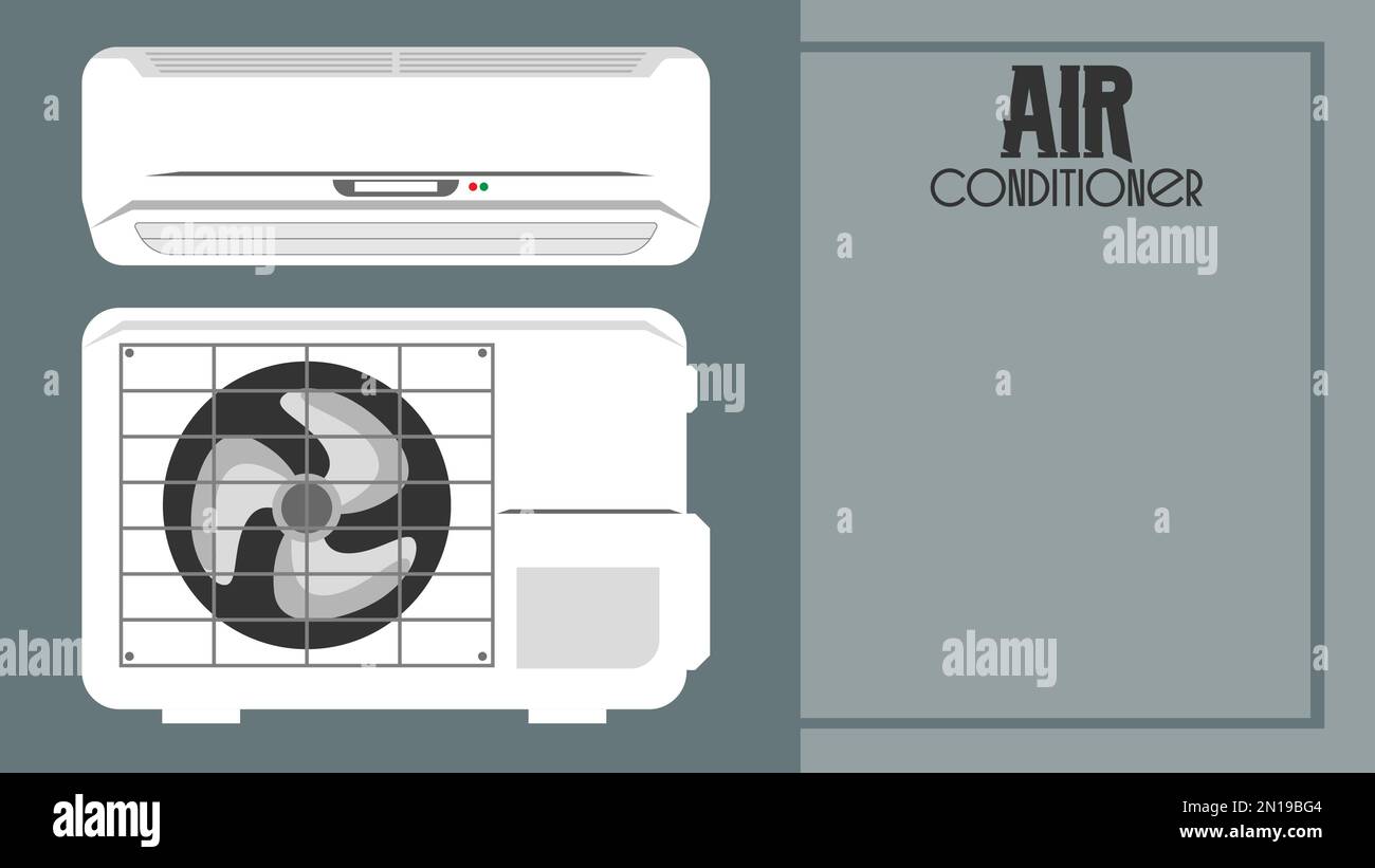 Air conditioner system. external and internal unit and remote control ...