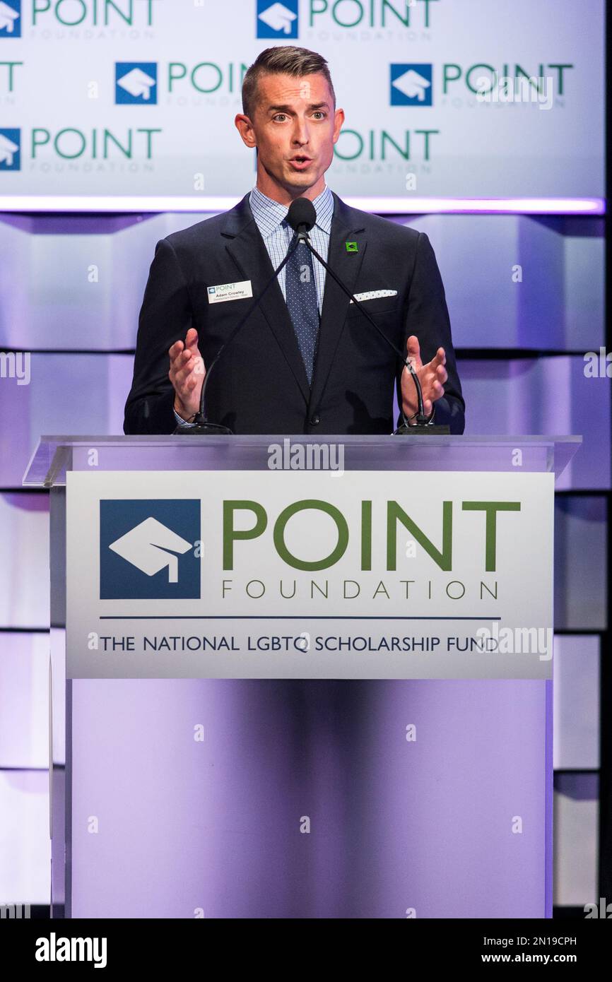 Adam Crowley on stage during the Voices on Point Gala at the Hyatt ...