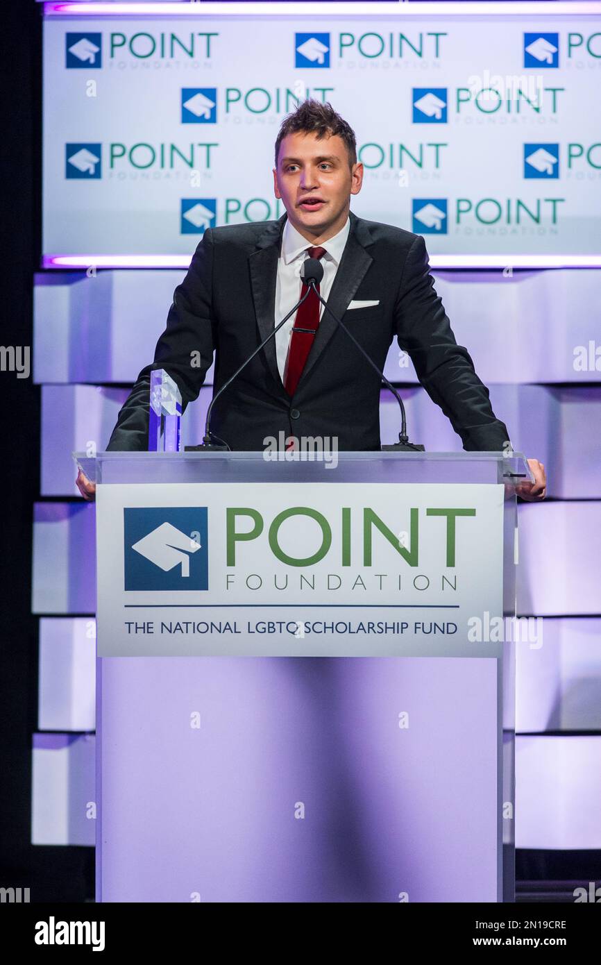 Honoree Zach Zyskowski on stage during the Voices on Point Gala at the ...