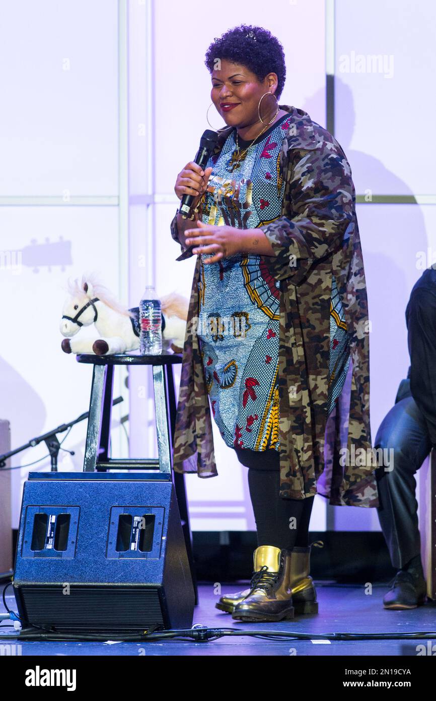 Stacy Barthe on stage during the Voices on Point Gala at the Hyatt ...