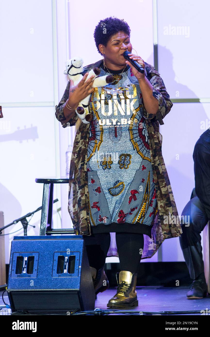 Stacy Barthe on stage during the Voices on Point Gala at the Hyatt ...