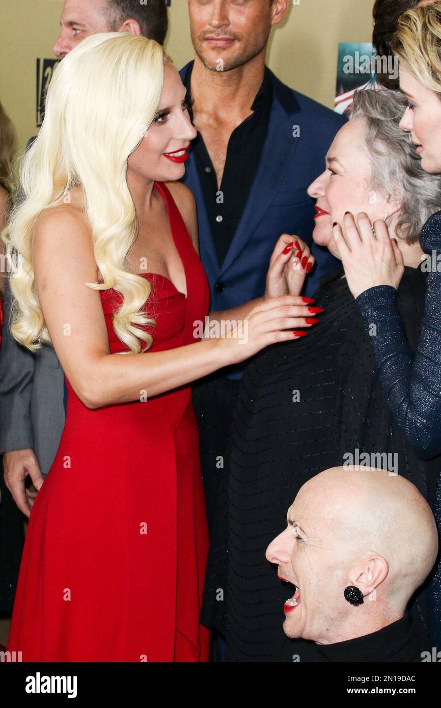 Lady Gaga, left, and Kathy Bates attend the LA Premiere Screening of ...