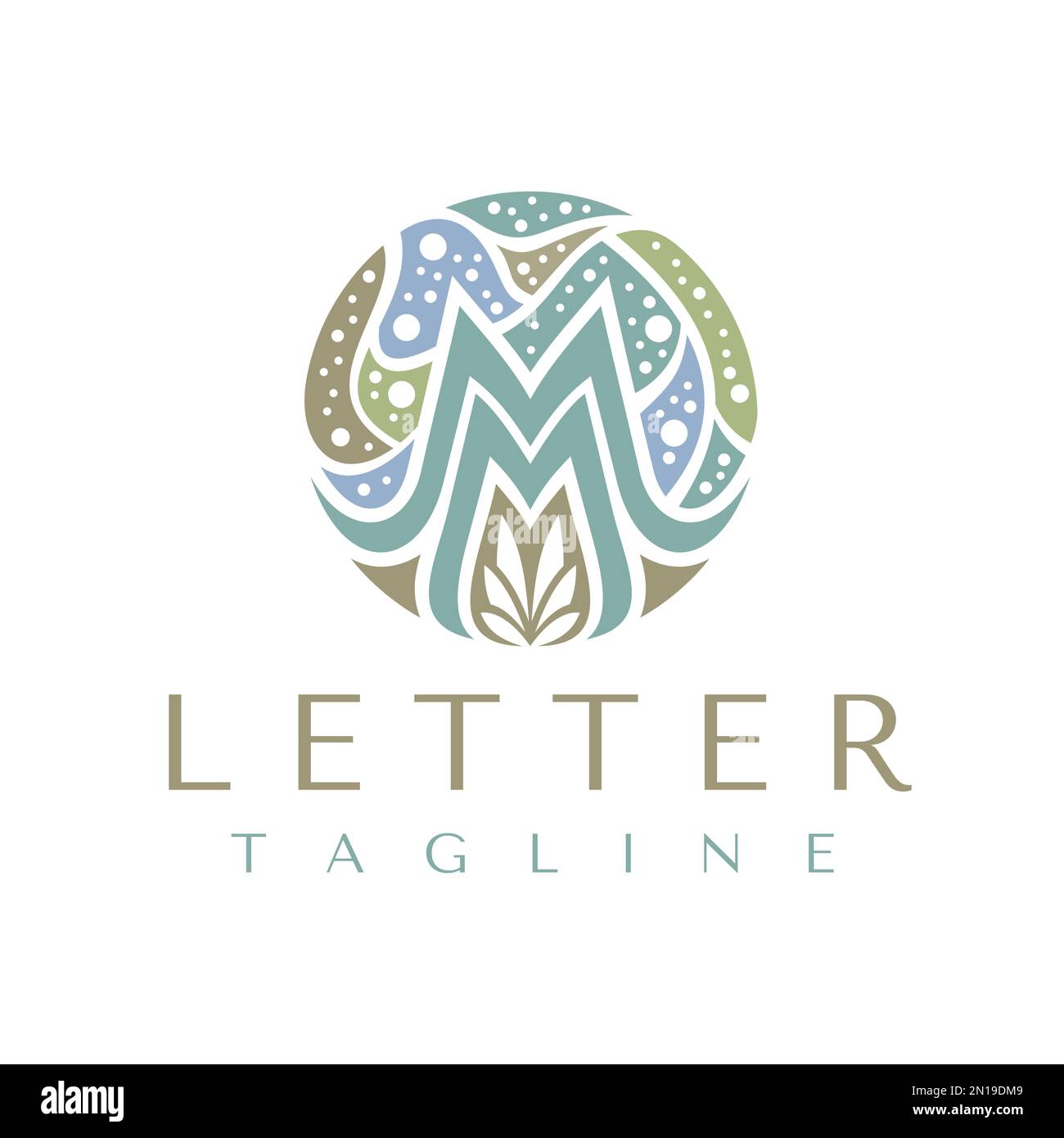 Circle natural M letter logo design template. Flower letter M logo ...