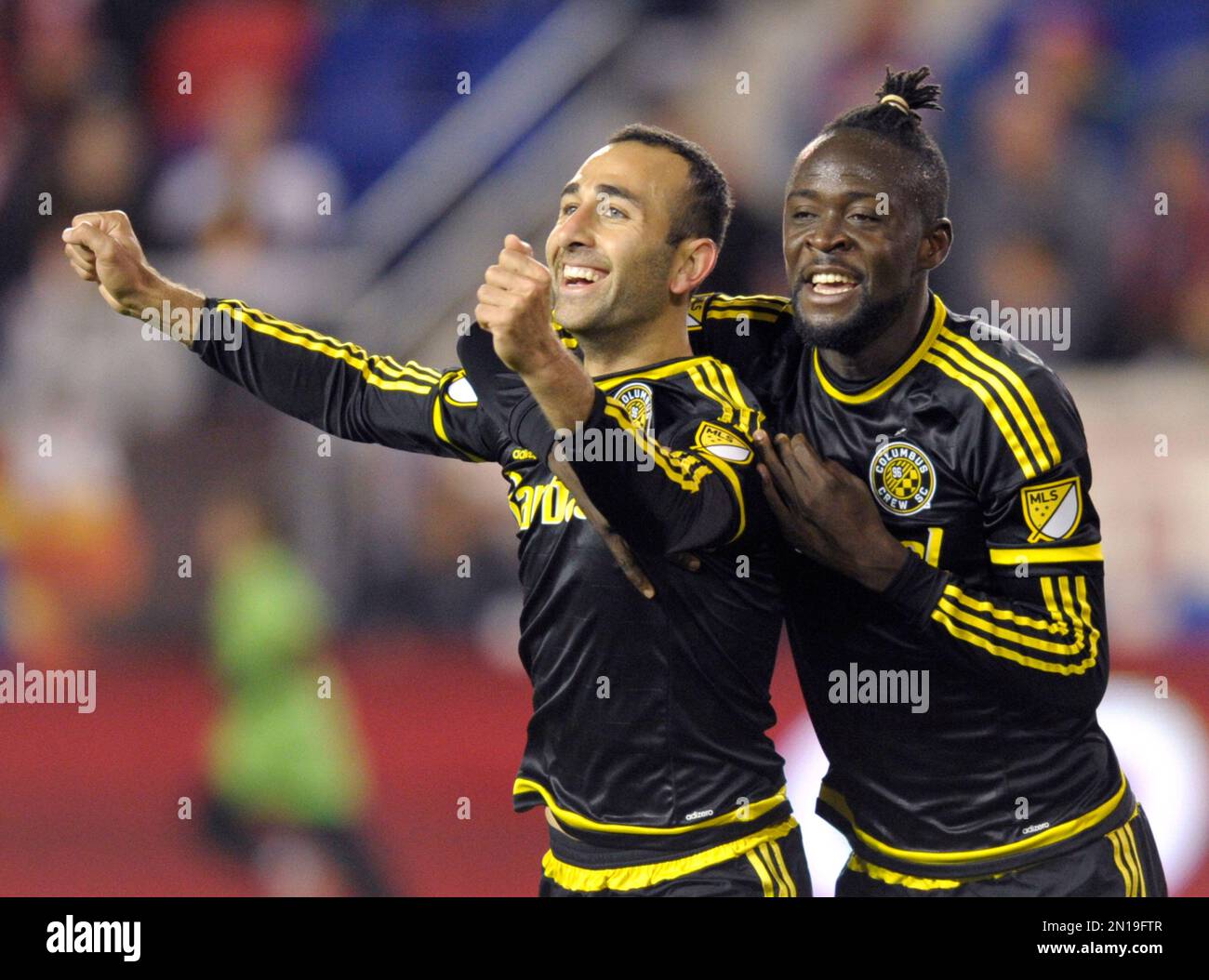 Columbus Crew Justin Meram, left, celebrates with Kei Kamara after ...