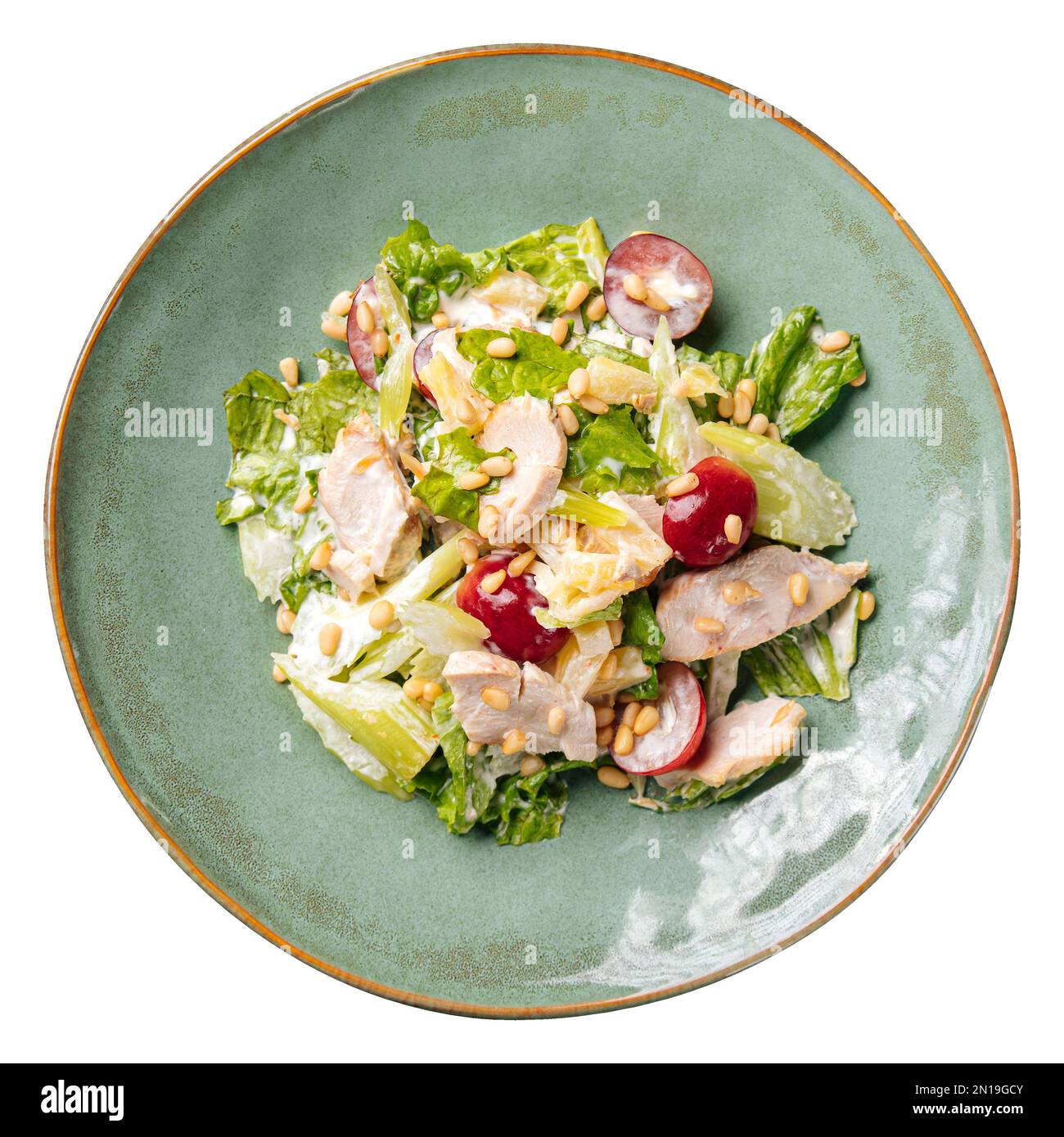 Portion of caesar salad with chicken Stock Photo - Alamy