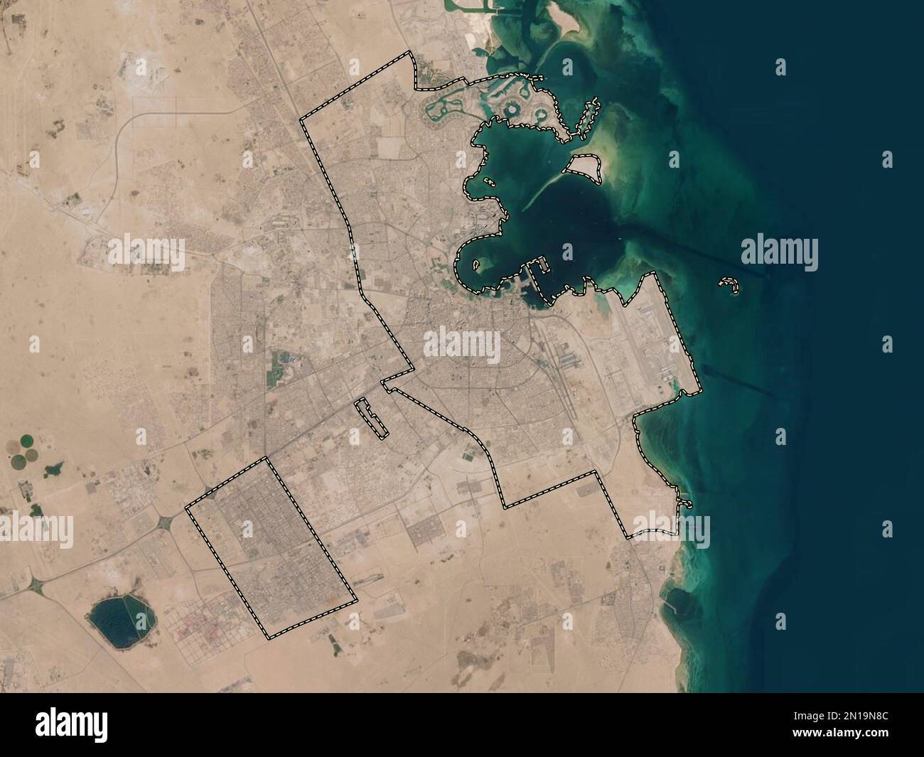 Ad Dawhah, municipality of Qatar. High resolution satellite map Stock ...