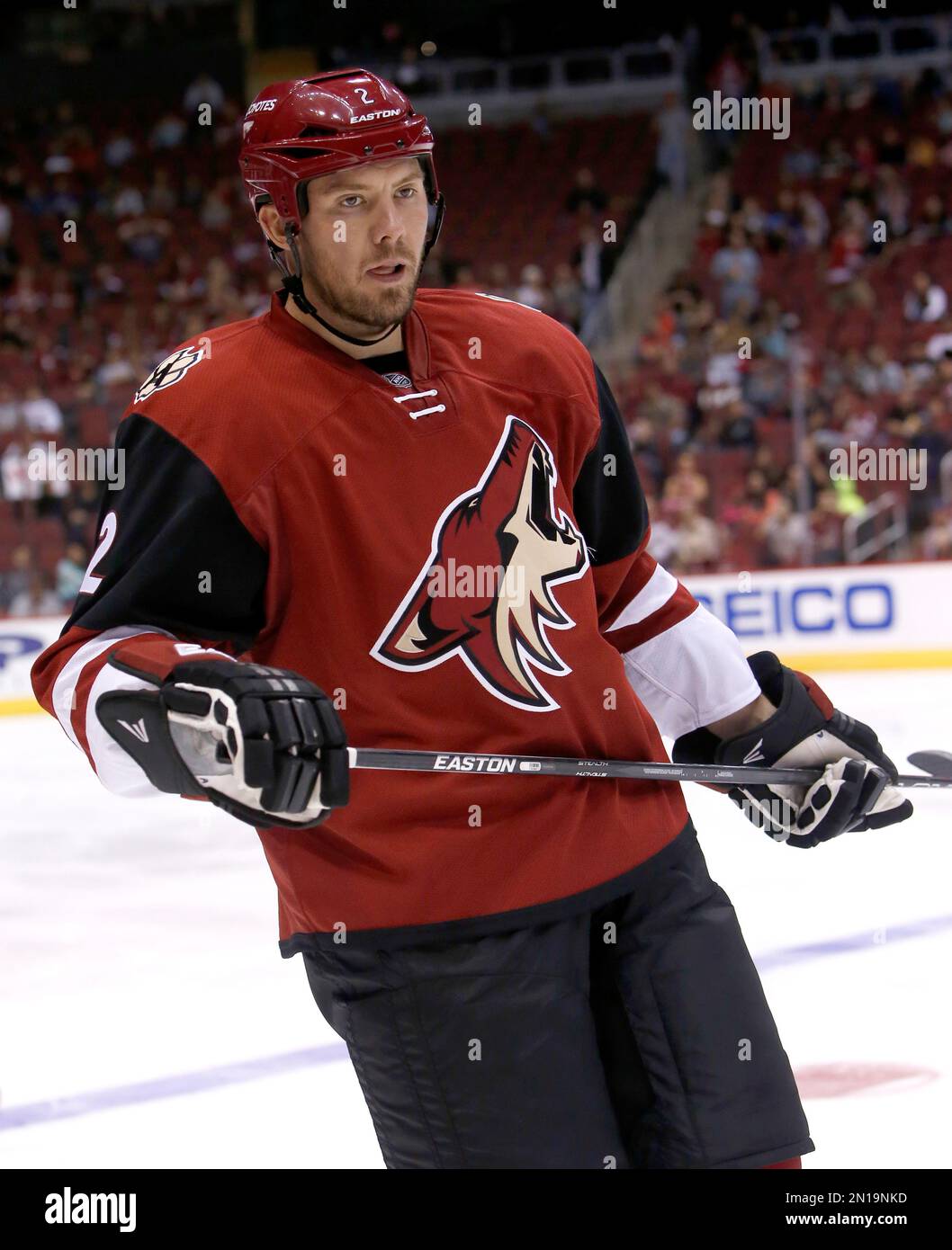Arizona Coyotes defenseman Nicklas Grossmann (2) against the San Jose ...