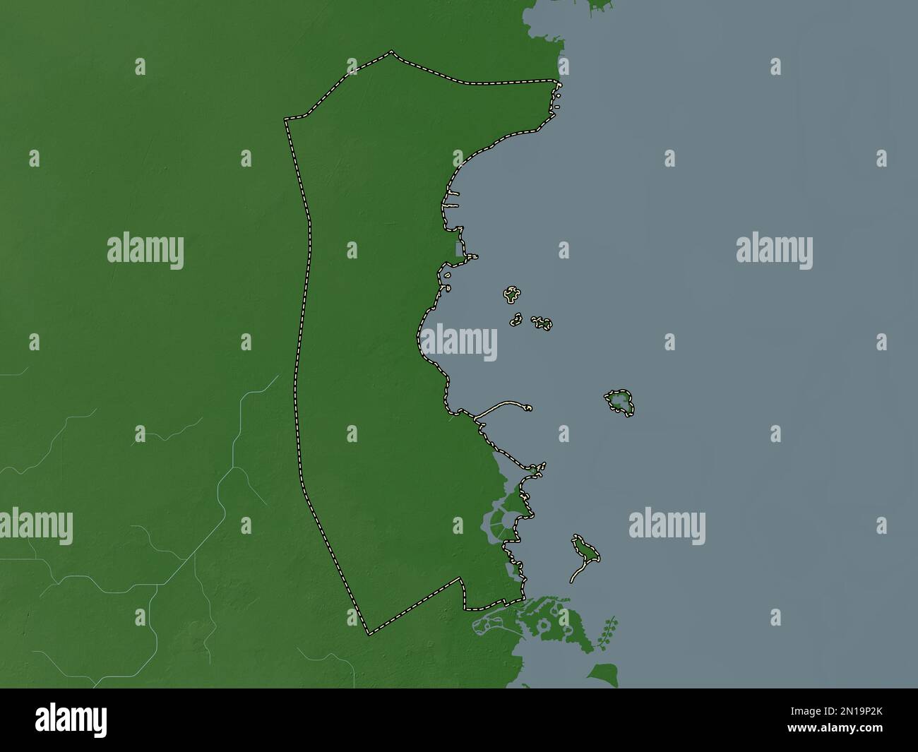 Al Daayen, municipality of Qatar. Elevation map colored in wiki style ...