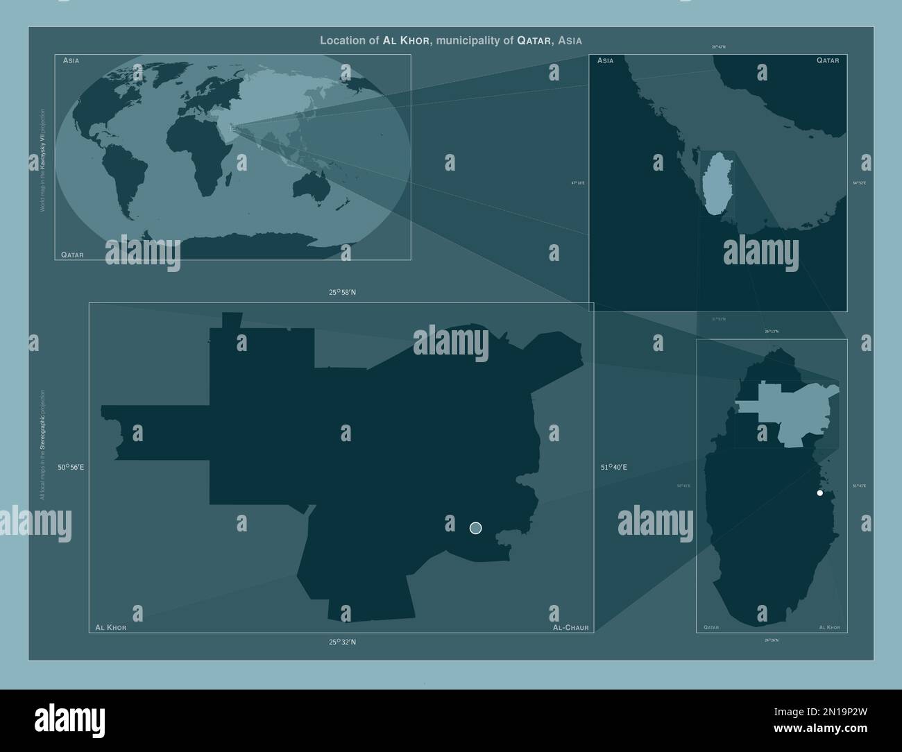 Al Khor, municipality of Qatar. Diagram showing the location of the ...