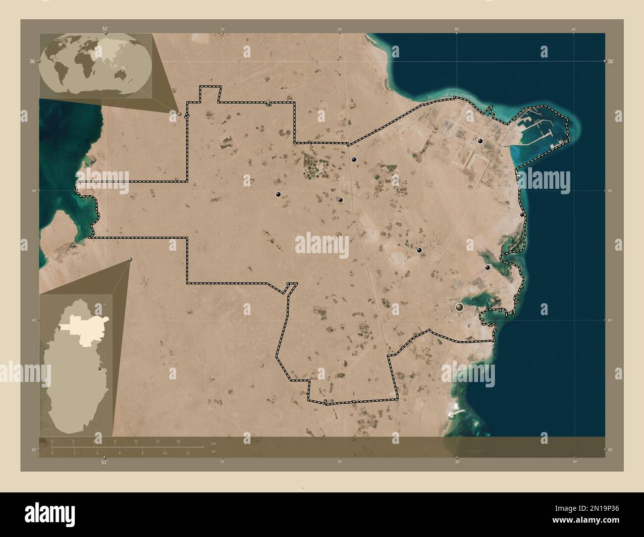 Al Khor, municipality of Qatar. High resolution satellite map ...
