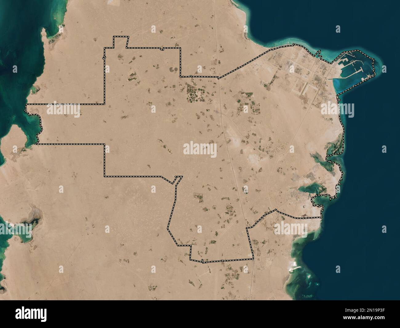 Al Khor, municipality of Qatar. High resolution satellite map Stock ...