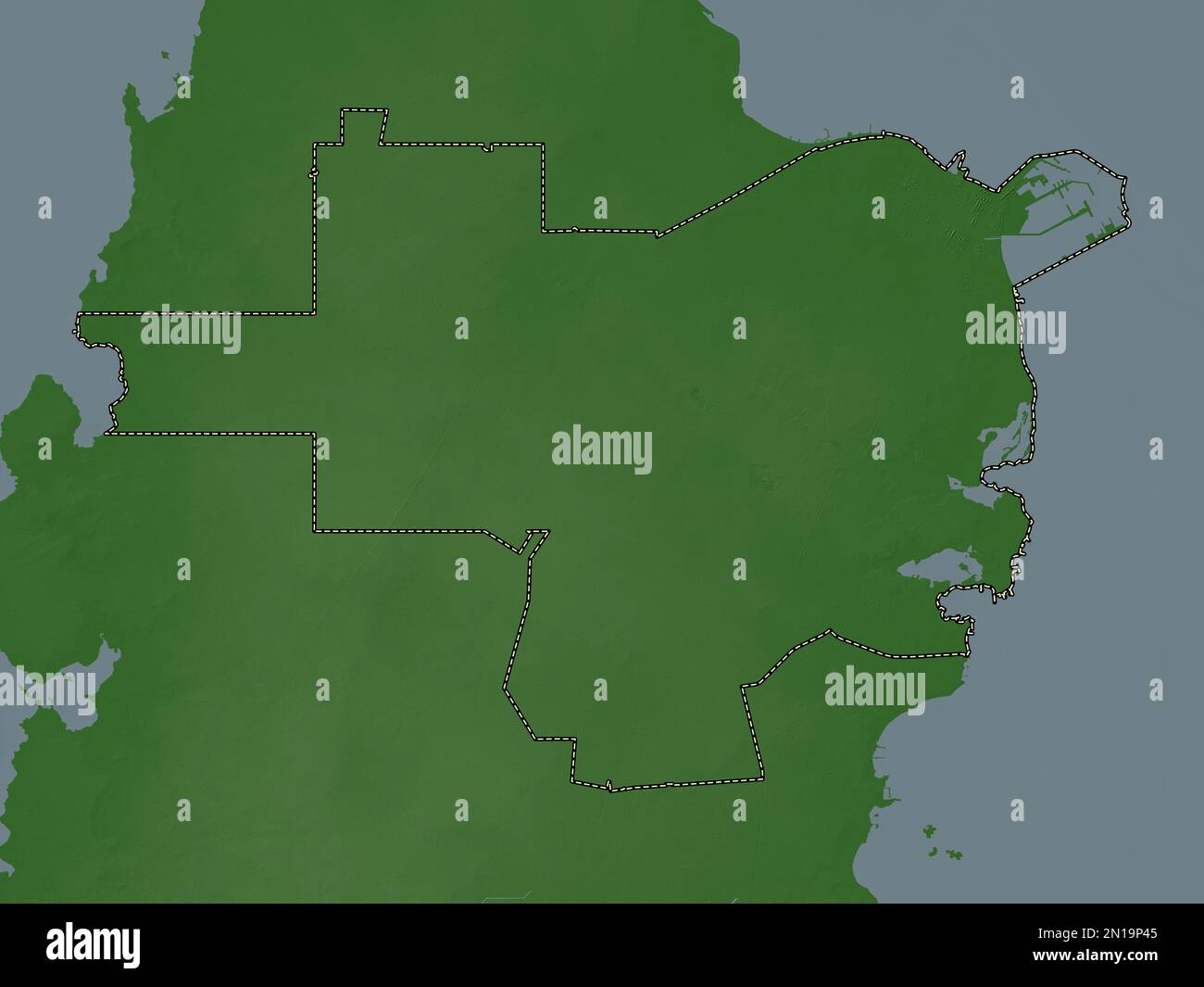 Al Khor, municipality of Qatar. Elevation map colored in wiki style ...