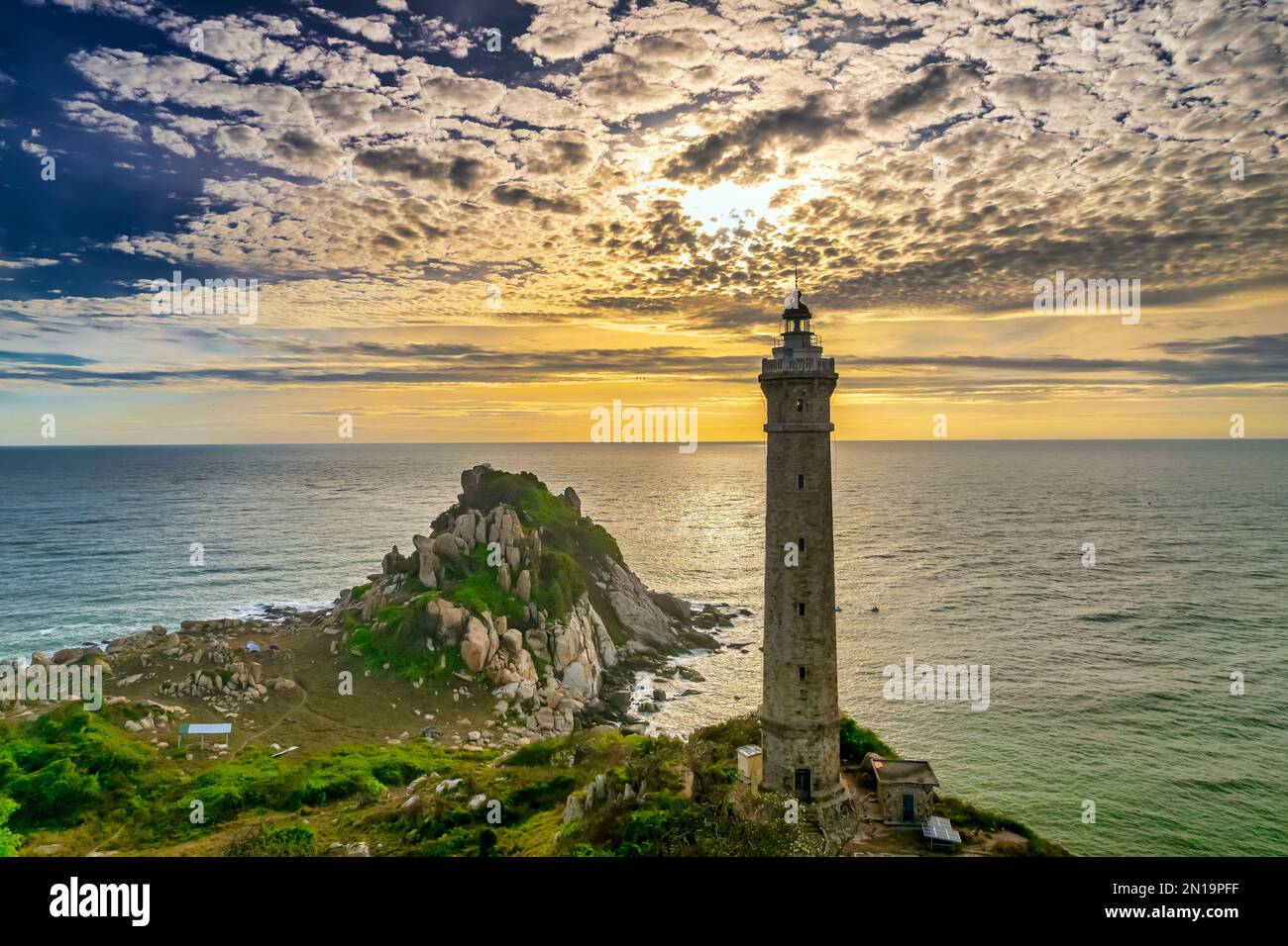 Close-up of Ke Ga lighthouse seen from above, this is an ancient ...