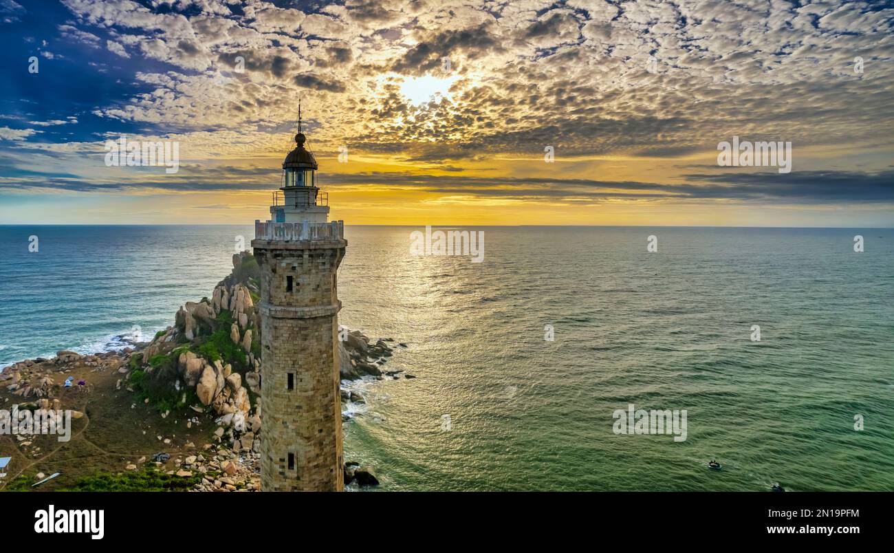 Close-up of Ke Ga lighthouse seen from above, this is an ancient ...