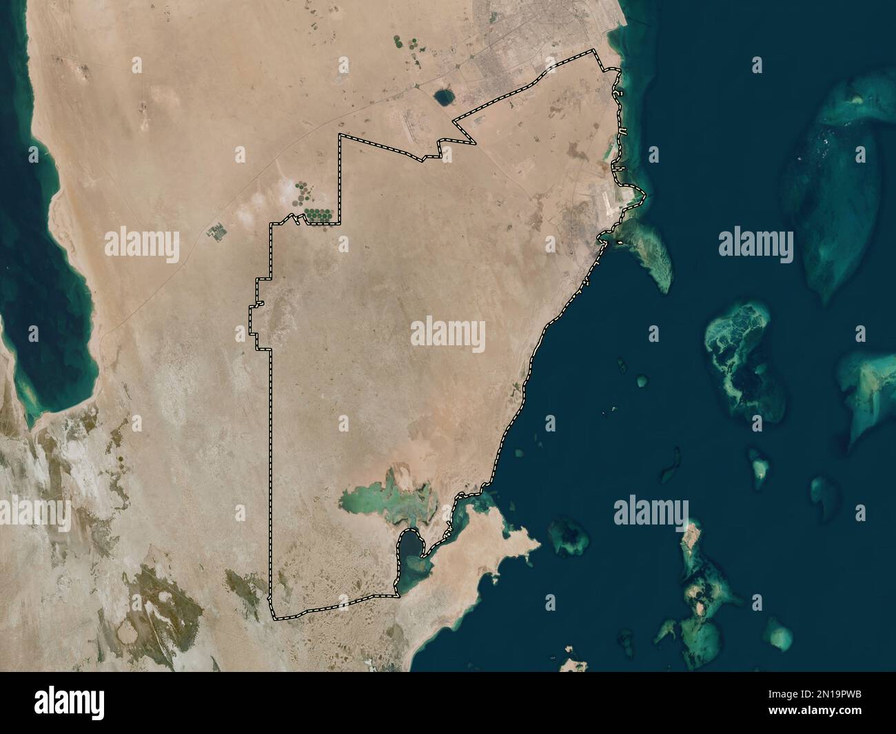 Al Wakrah, municipality of Qatar. High resolution satellite map Stock ...