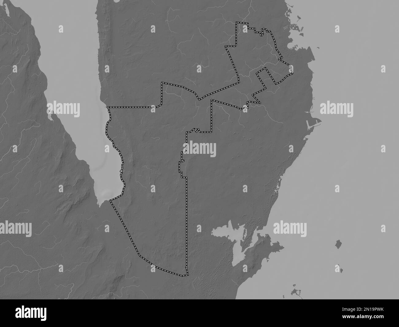 Ar Rayyan, municipality of Qatar. Bilevel elevation map with lakes and ...