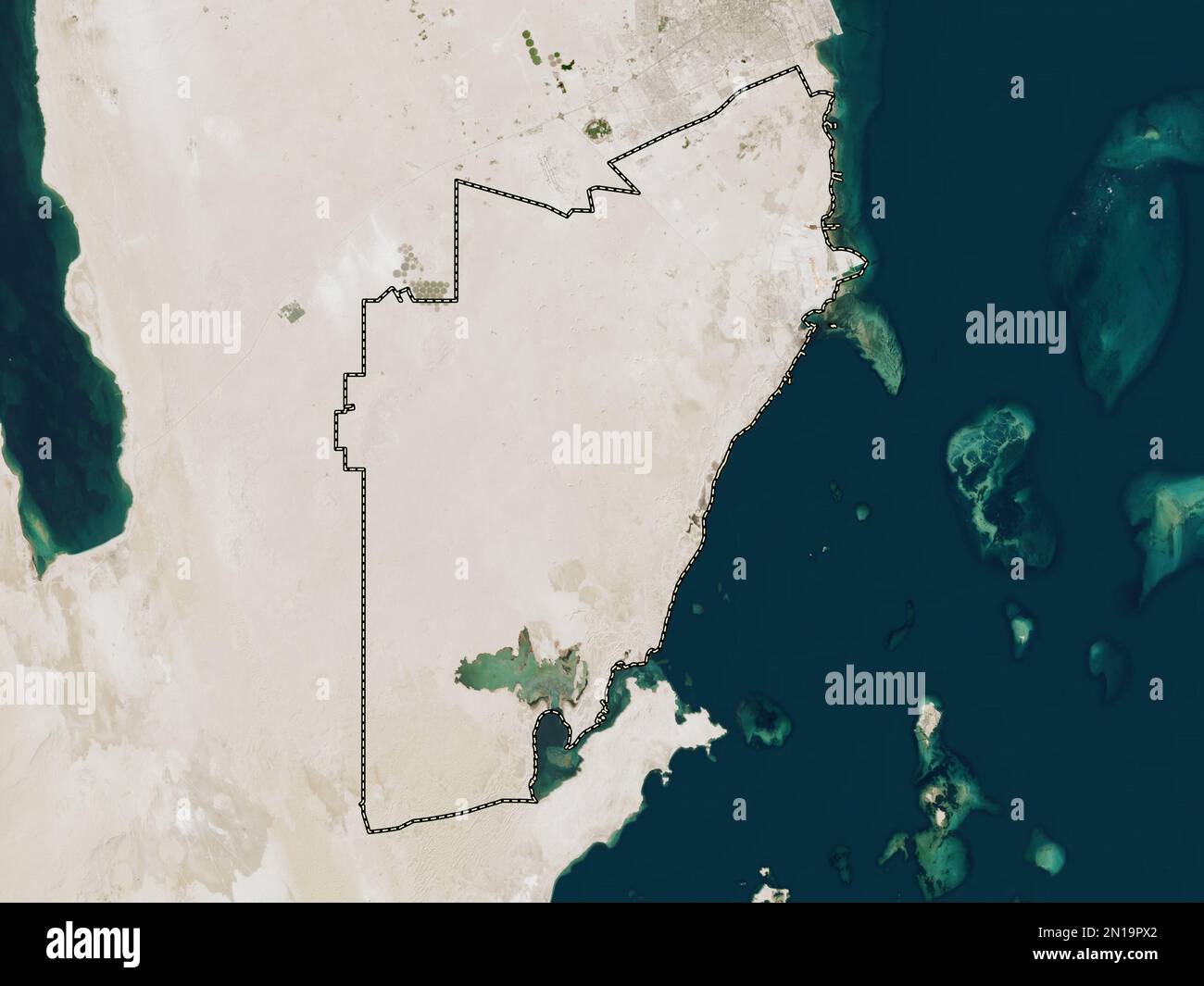 Al Wakrah, municipality of Qatar. Low resolution satellite map Stock ...