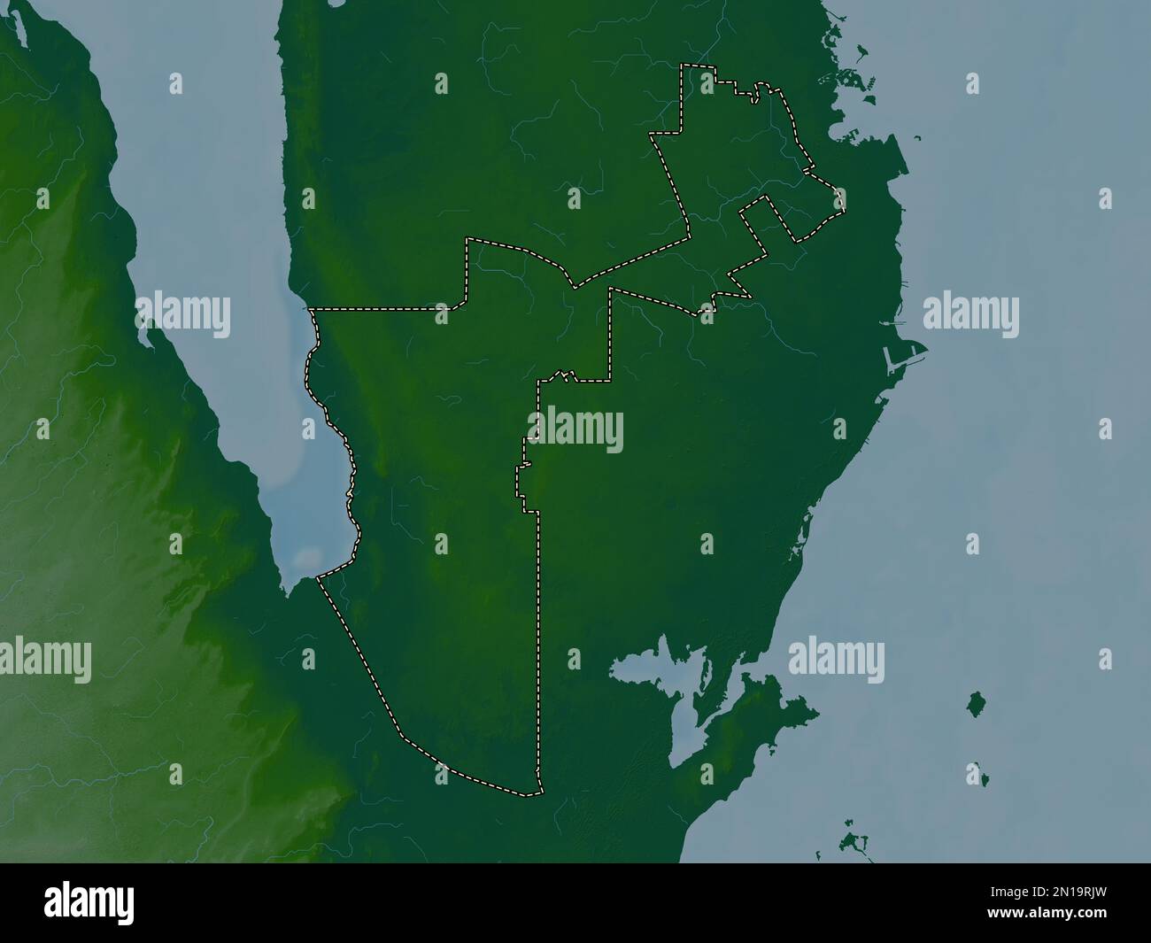 Ar Rayyan, municipality of Qatar. Colored elevation map with lakes and ...