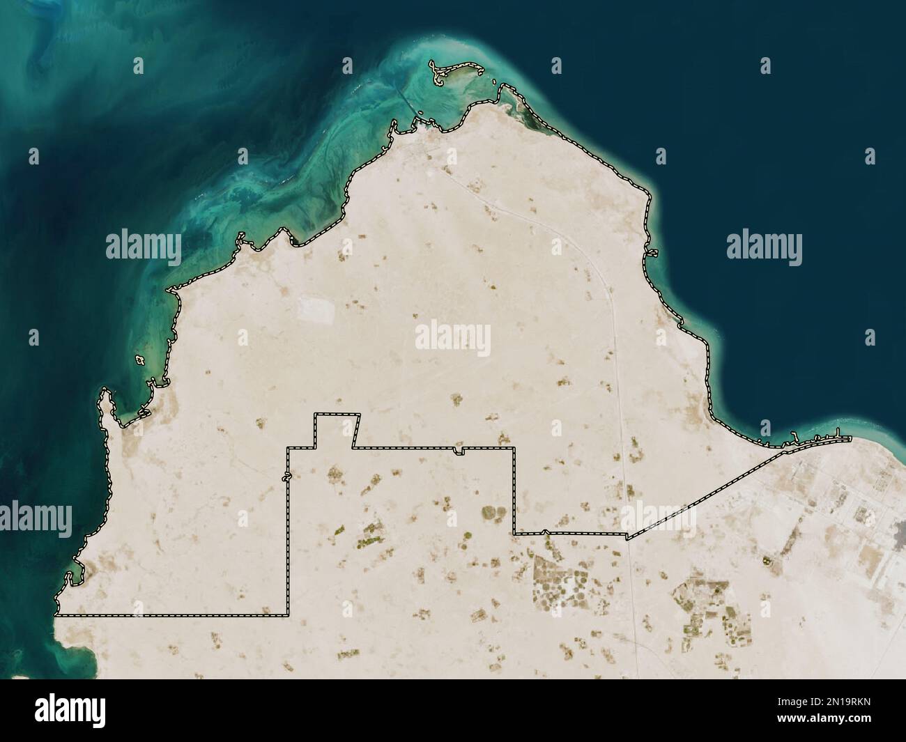 Madinat ash Shamal, municipality of Qatar. Low resolution satellite map ...