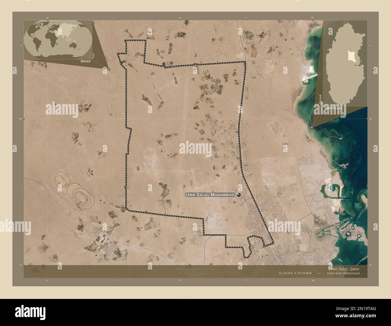 Umm Salal, municipality of Qatar. High resolution satellite map ...