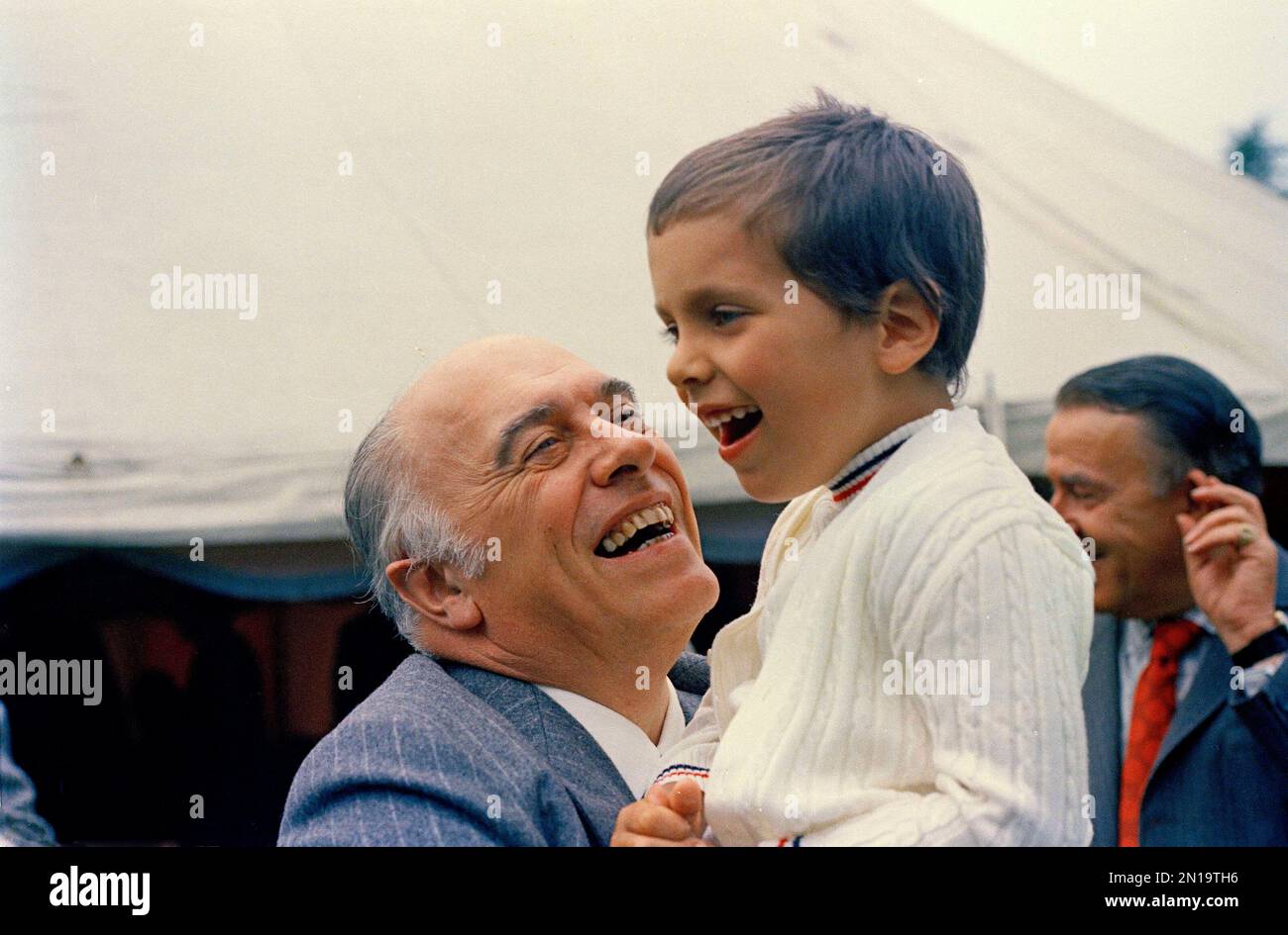 Italian film producer Carlo Ponti holds his son Cipi (Carlo Jr.), in ...