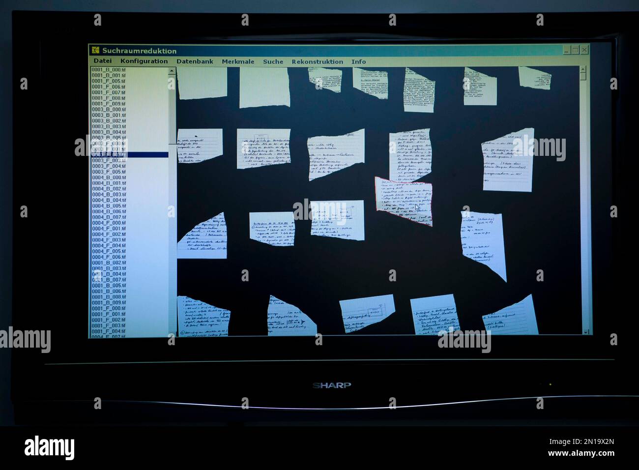 In this photo taken May 10, 2011 scanned destroyed stasi files are ...