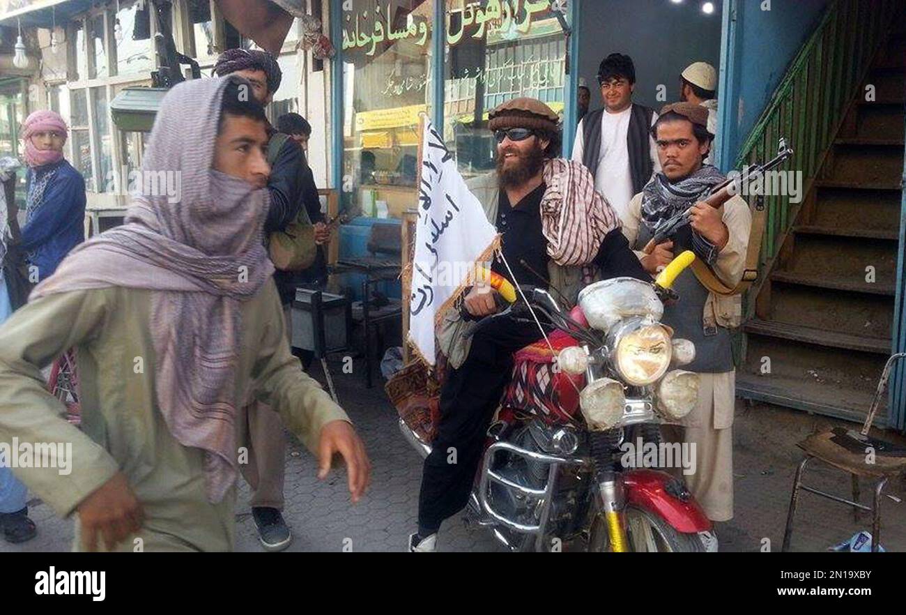 FILE - In this Tuesday, Sept. 29, 2015 file photo, a Taliban fighter ...