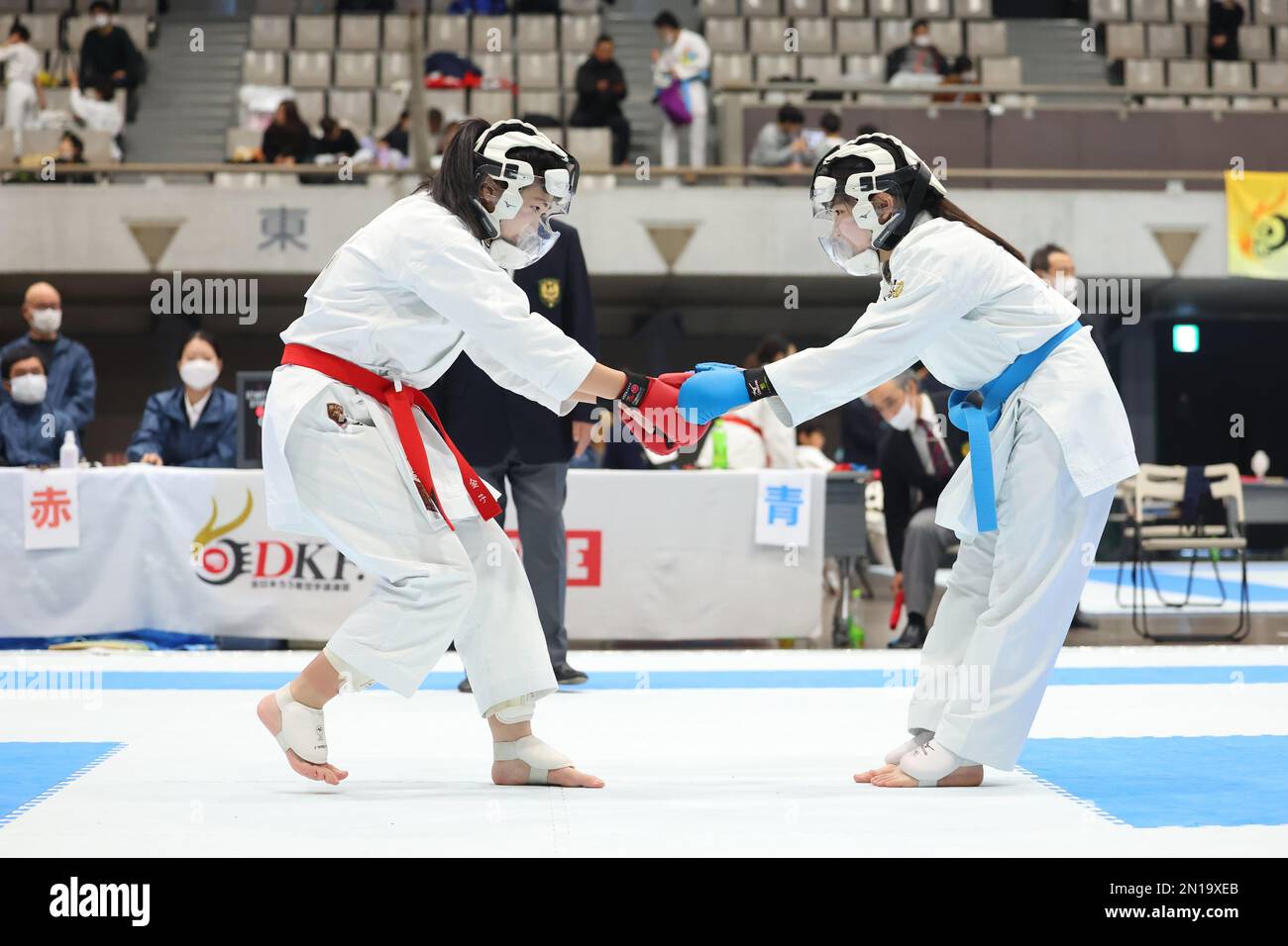 Tokyo, Japan. 5th Feb, 2023. (L-R) Harune Kaneko, Yuna Yamazaki Karate ...
