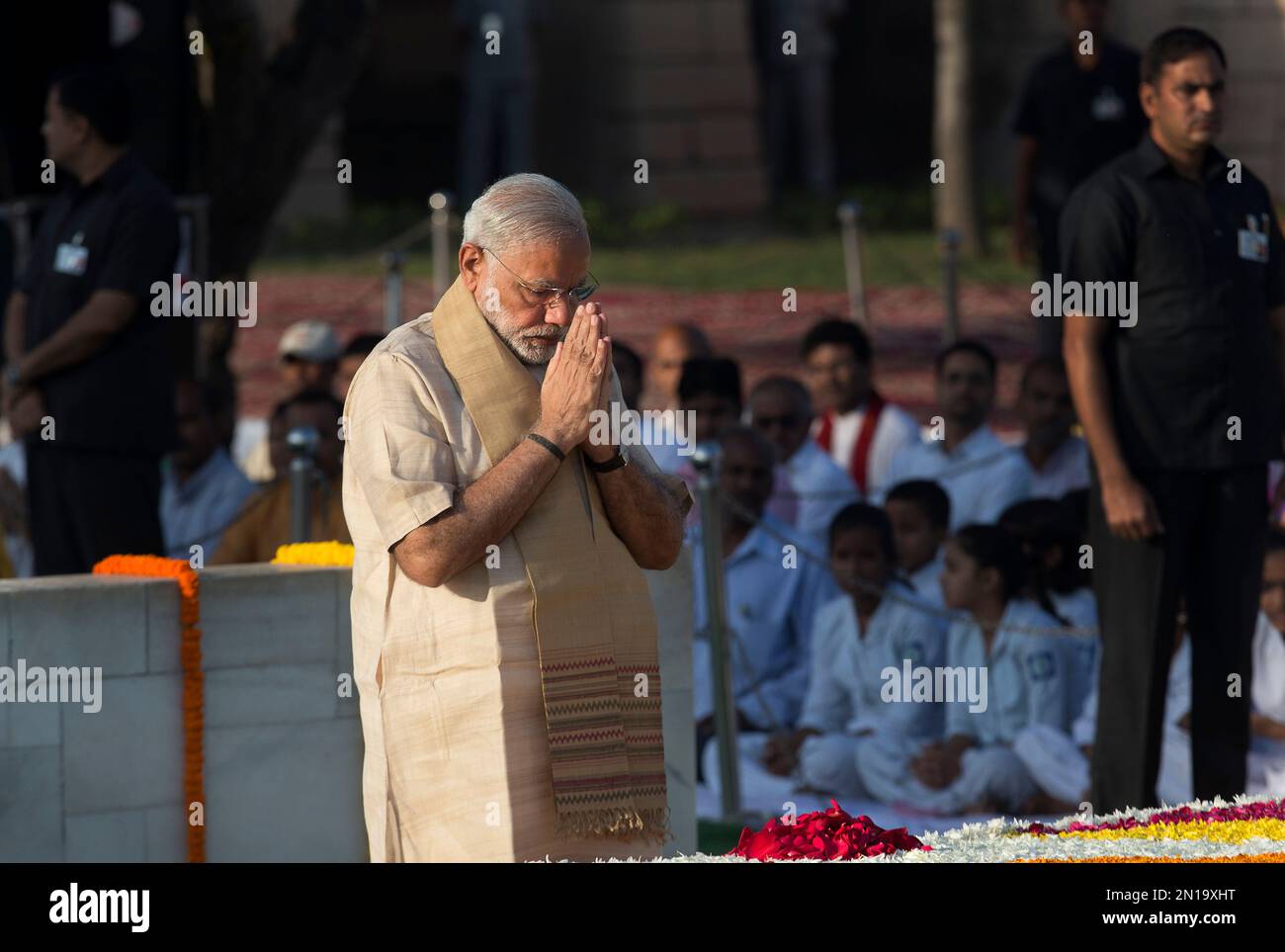 Indian Prime Minister Narendra Modi pays tributes at the memorial of ...