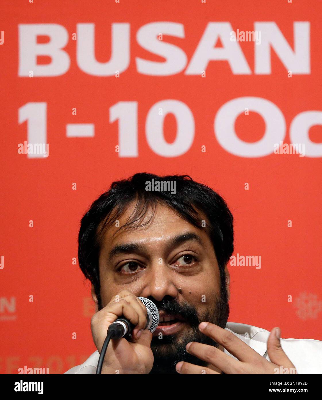 Indian director Anurag Ashyap speaks during New Currents Jury press ...