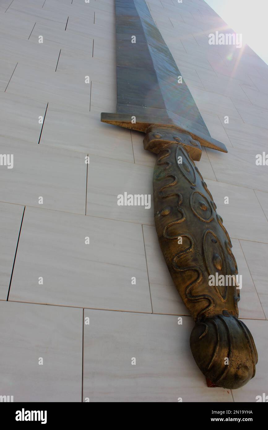 The monument of the sword (Spathi) in Komotini, Evros Thraki Greece ...