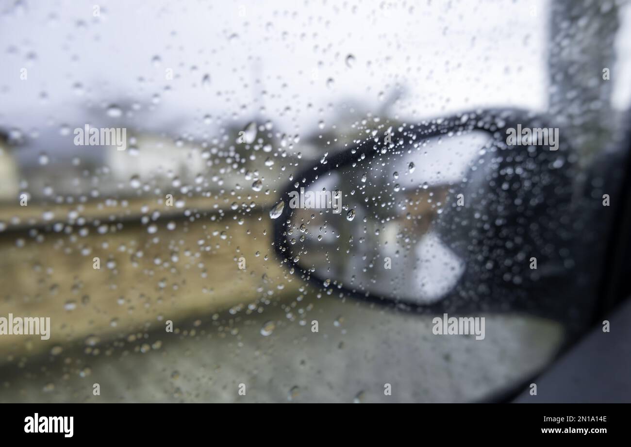 Detail of a rainy day on a winter day inside a car Stock Photo - Alamy