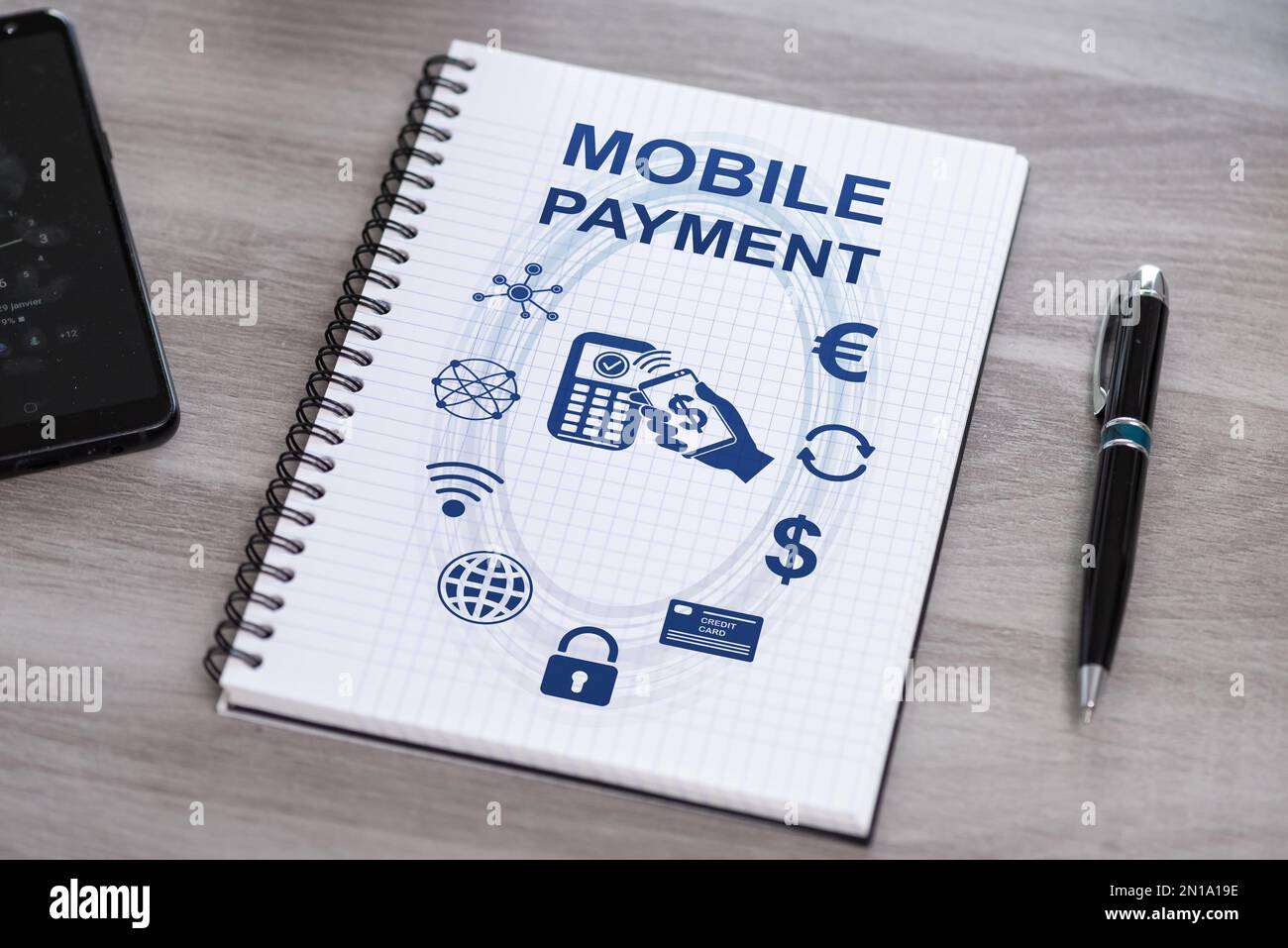 Hand drawn mobile banking hi-res stock photography and images - Alamy