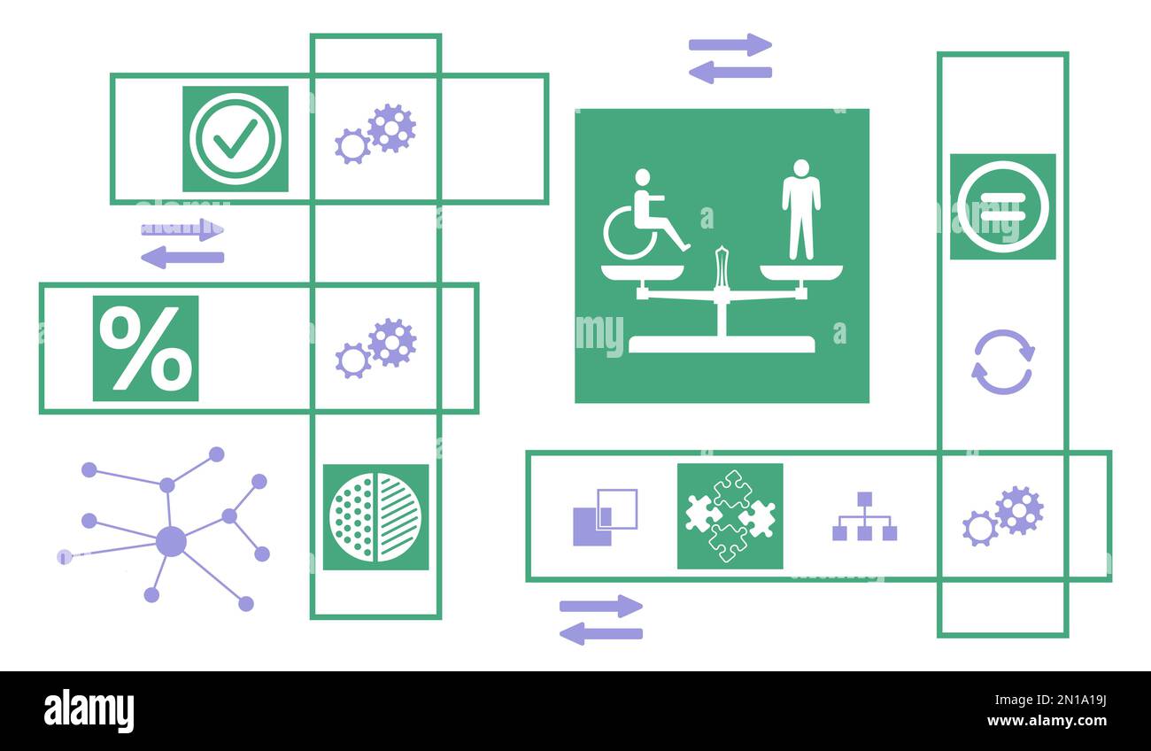 Concept of social equality with connected icons Stock Photo - Alamy