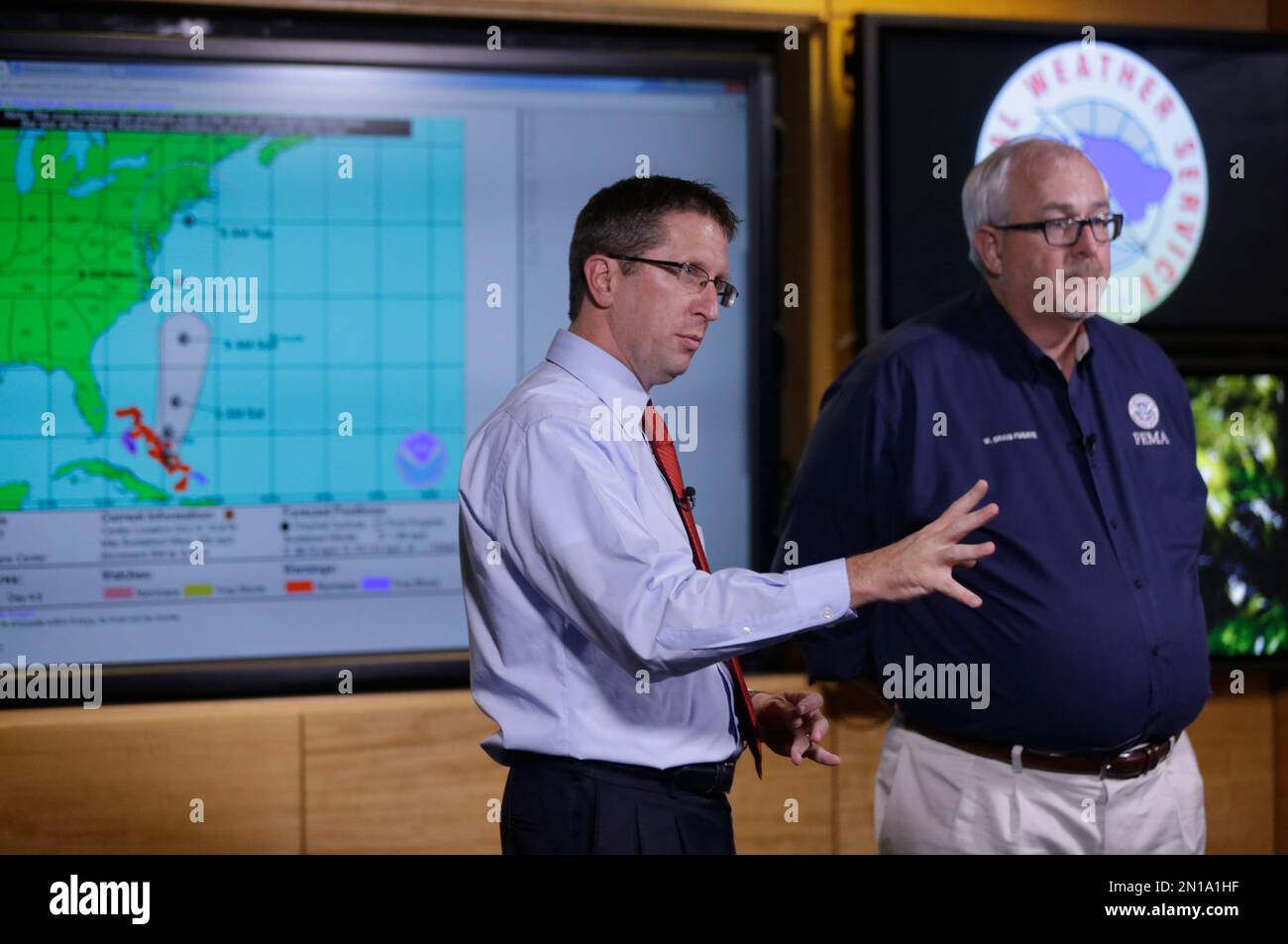 Rick Knabb, Director of the National Hurricane Center, left, and Craig ...