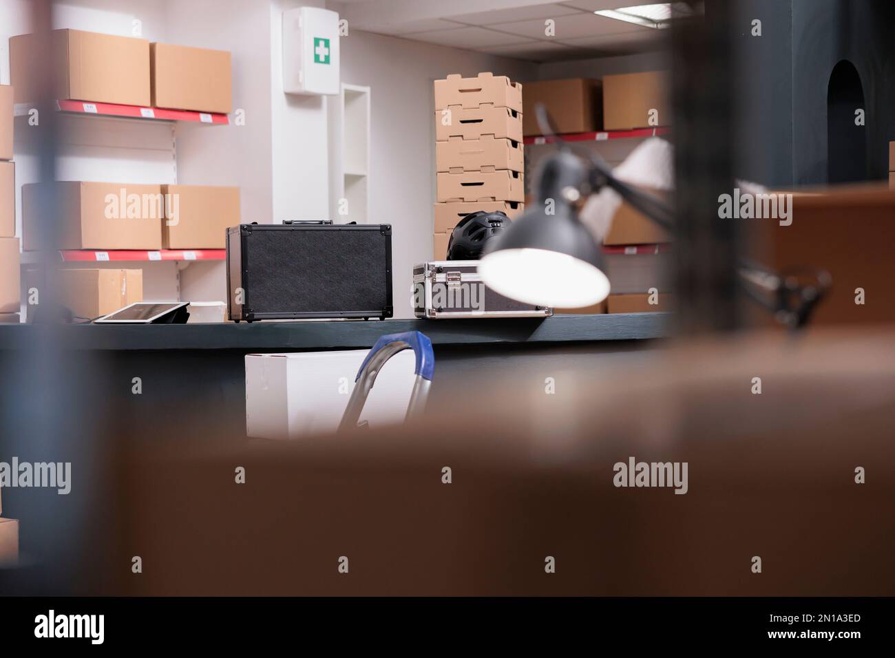 Empty warehouse filled carton boxes hi-res stock photography and images ...