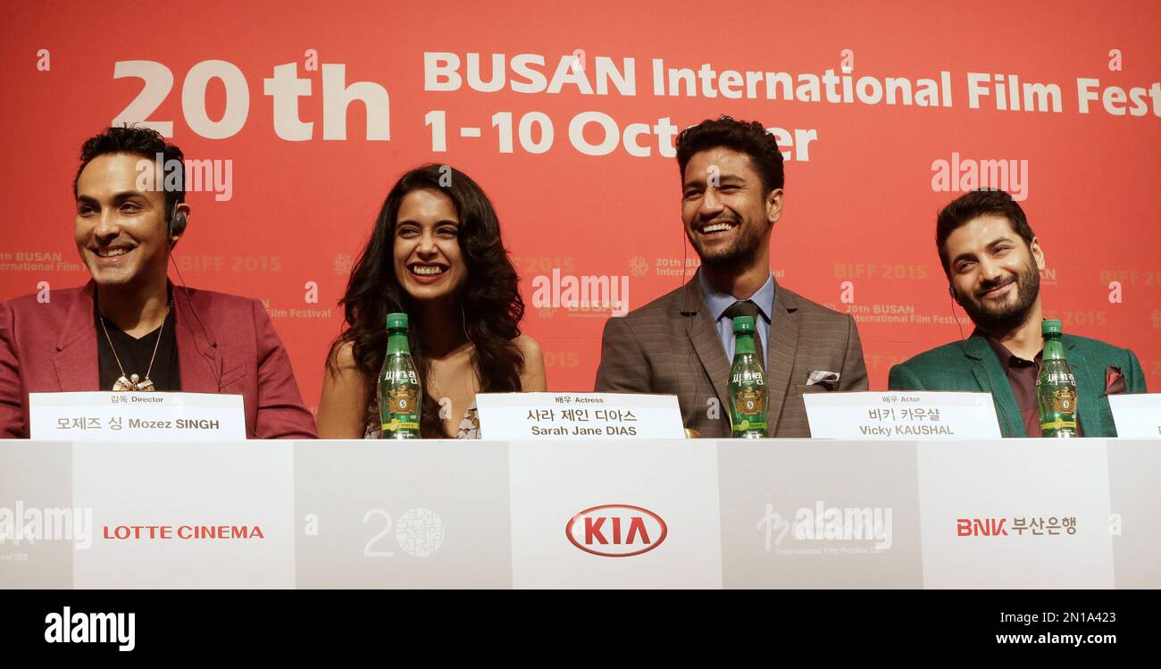 From left, Indian director Mozez Singh, actress Sarah Jane Dias, actor ...