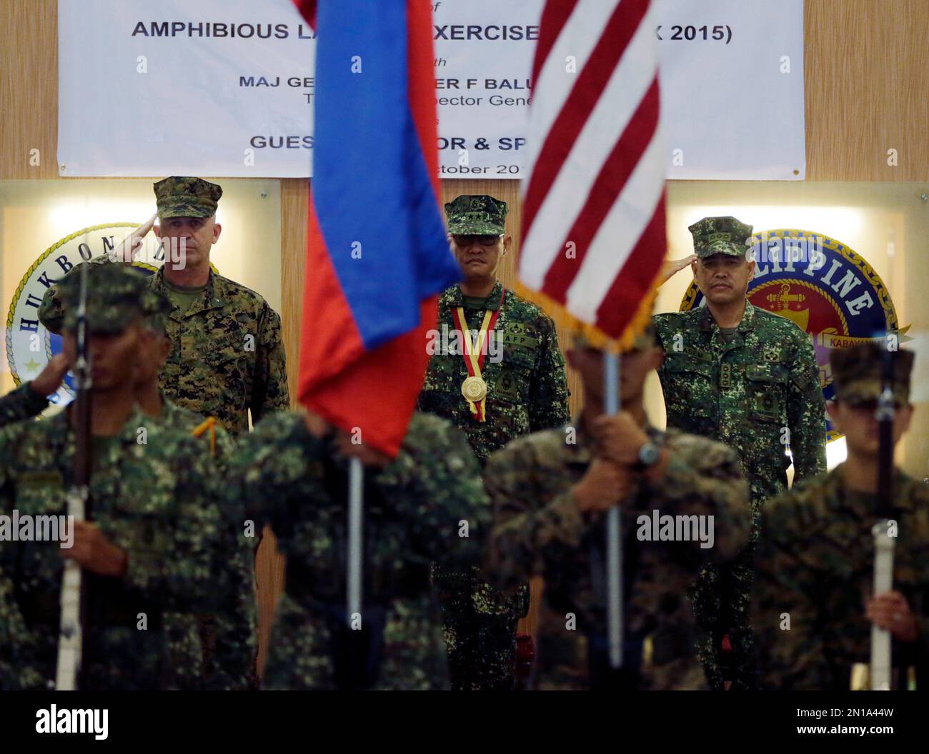 U.S. Marine Brig.Gen. Paul Kennedy, left, Commanding General of the 3rd ...