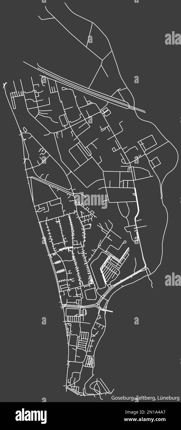 Street roads map of the GOSEBURG-ZELTBERG DISTRICT, LÜNEBURG Stock ...