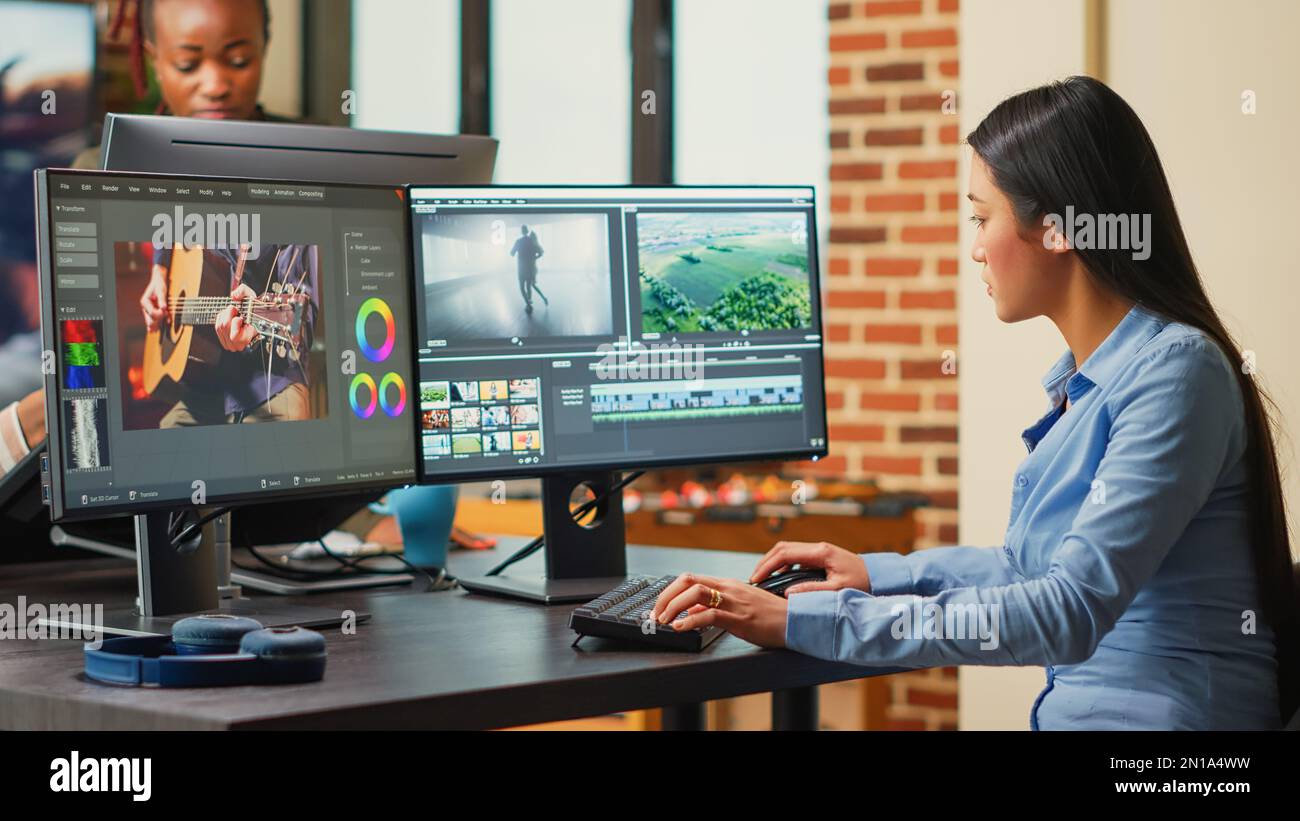 Female filmmaker working on media hi-res stock photography and images ...