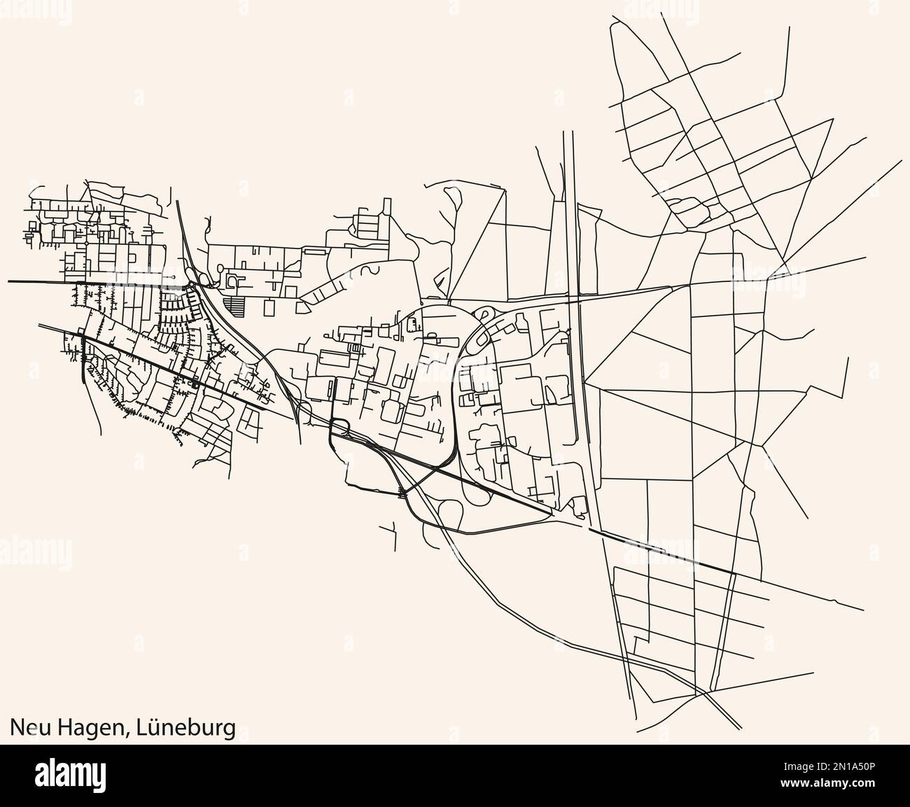 Street roads map of the NEU HAGEN DISTRICT, LÜNEBURG Stock Vector Image ...