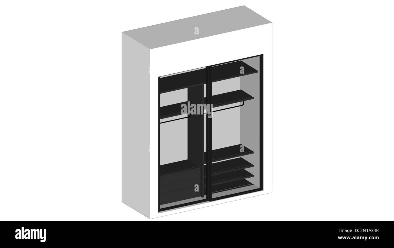3D Concept Closet, rendered elevation/perspective/plan view, Vector ...