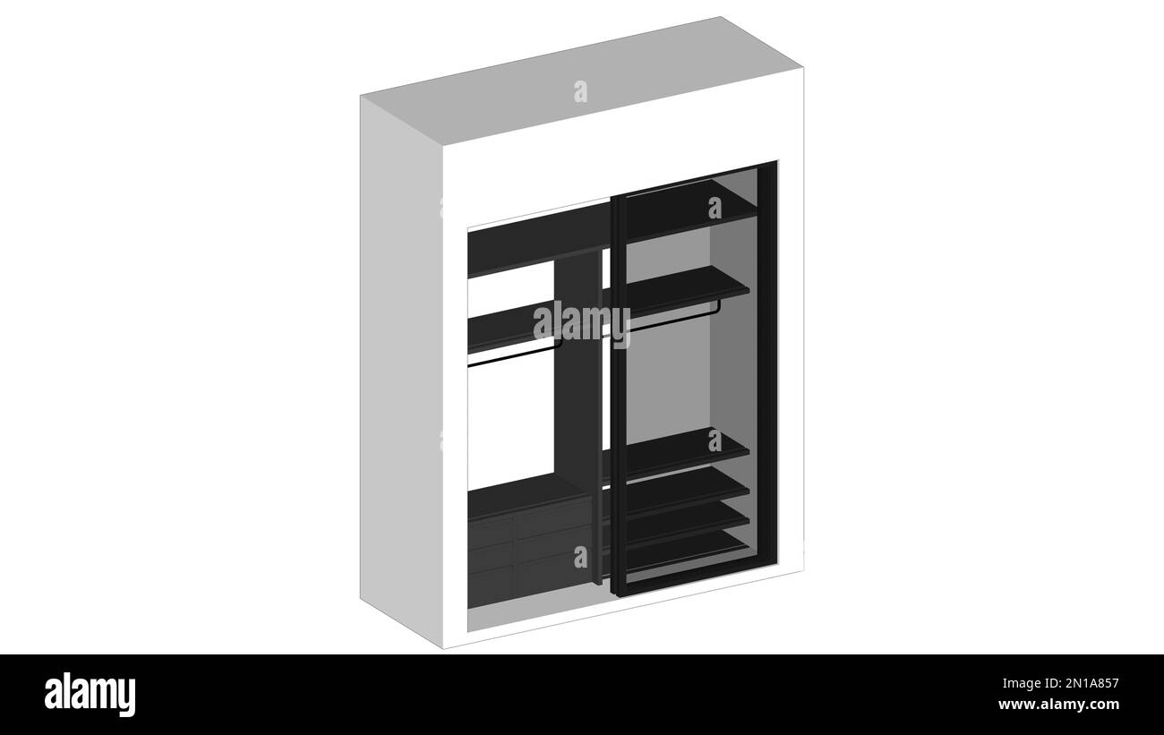 3D Concept Closet, rendered elevation/perspective/plan view, Vector ...