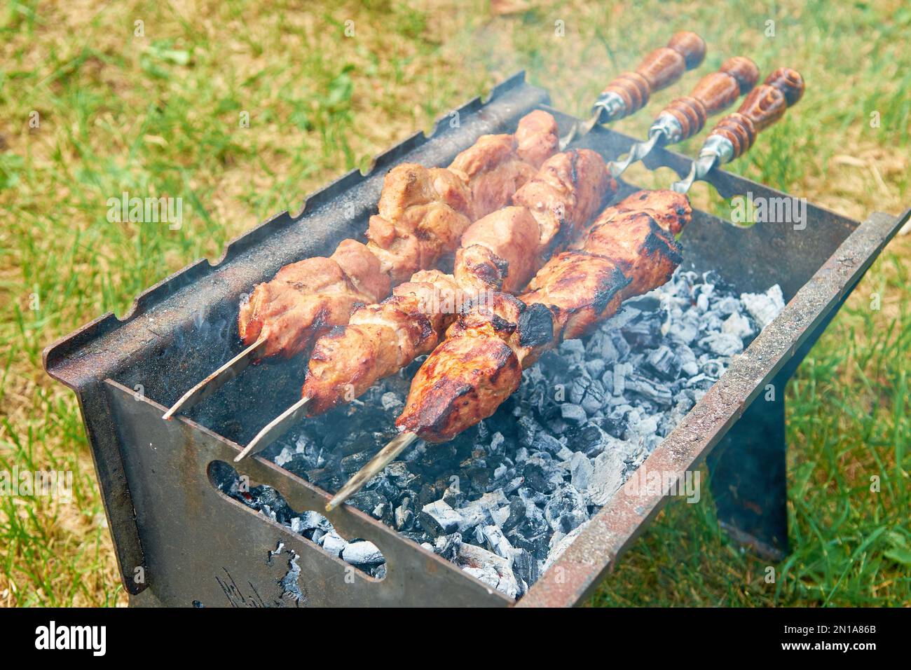 pork skewers brazier fire embers skewers food holiday food cooking ...