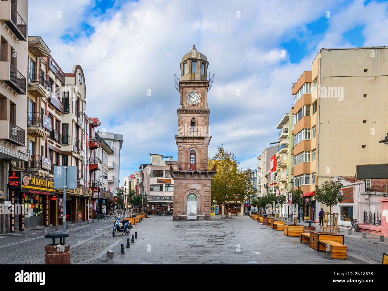 Canakkale, Turkey. The Historical Clock Tower is located at the hearth ...