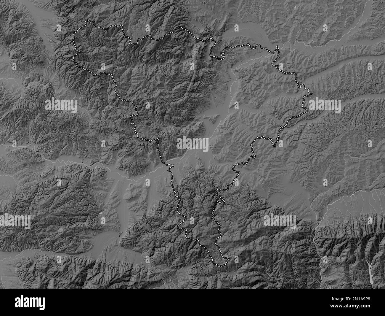 Alba, county of Romania. Grayscale elevation map with lakes and rivers ...