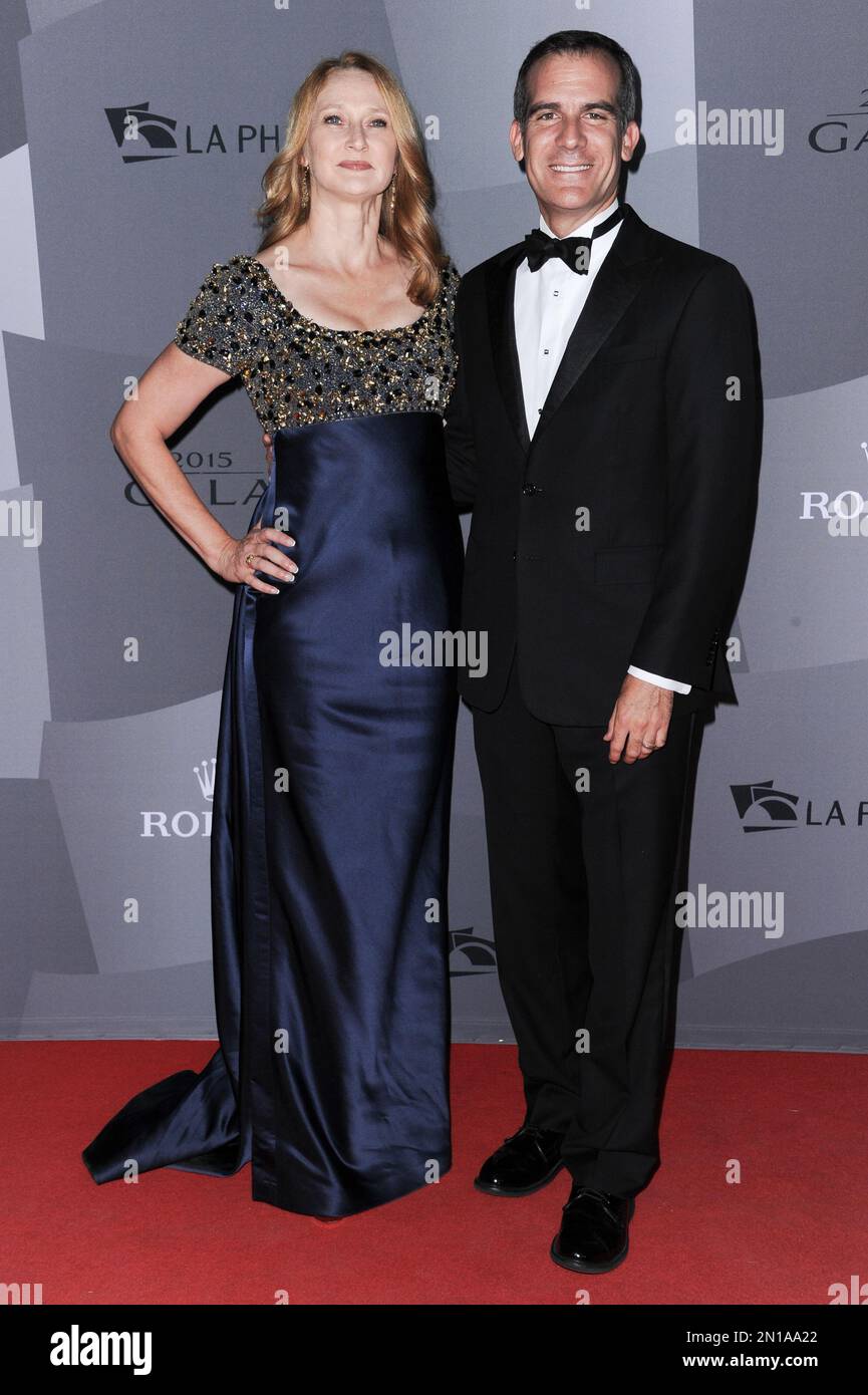 LA Mayor Eric Garcetti, right, and wife Amy Wakeland arrive at the Los ...