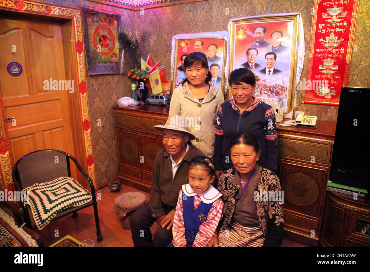 In this Thursday, Sept. 17, 2015 photo, members of an extended Tibetan ...