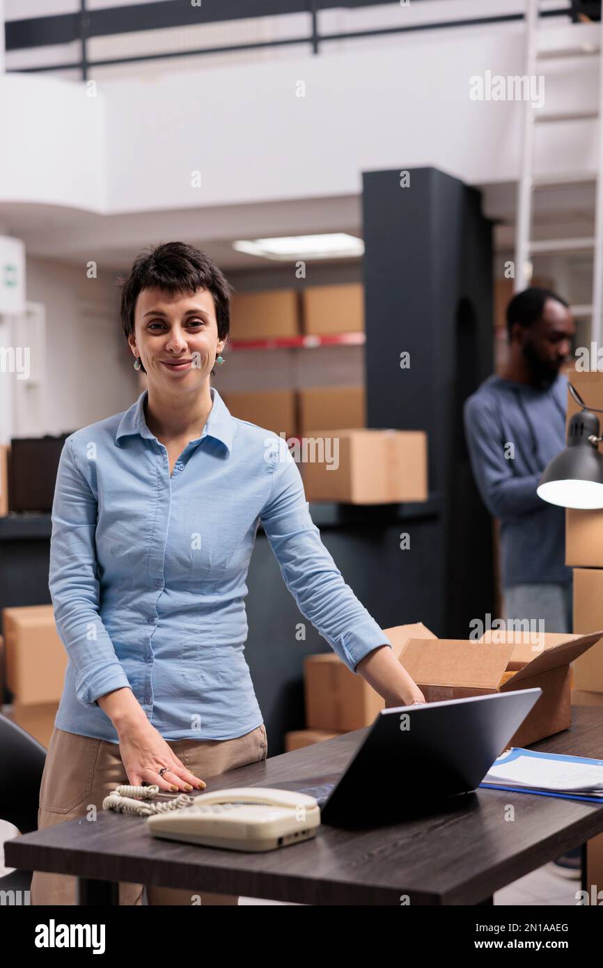 Factory worker putting packages boxes hi-res stock photography and ...