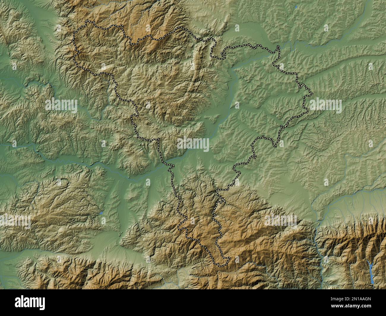 Alba, county of Romania. Colored elevation map with lakes and rivers ...